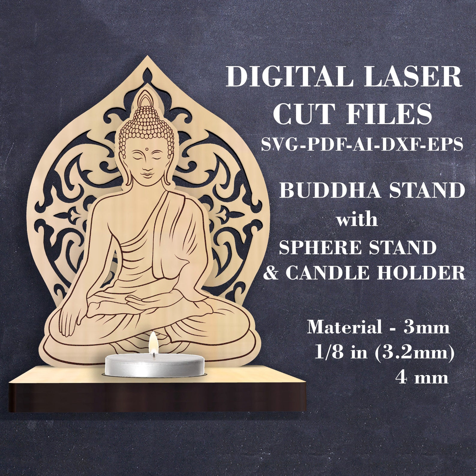 Buddha Altar Shelf SVG With Candle Holder and Sphere Stand - Digital ...