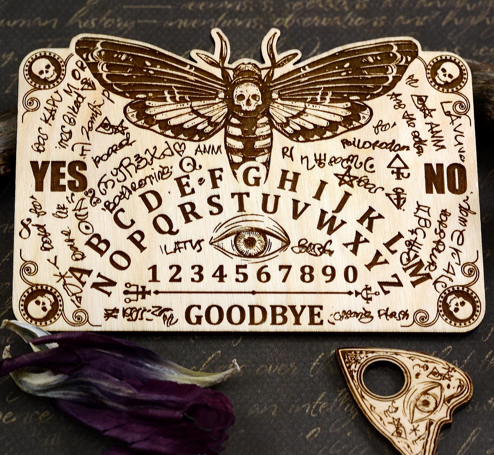Death Head Moth Spirit Board SVG Classic Ouija Board With Planchette ...