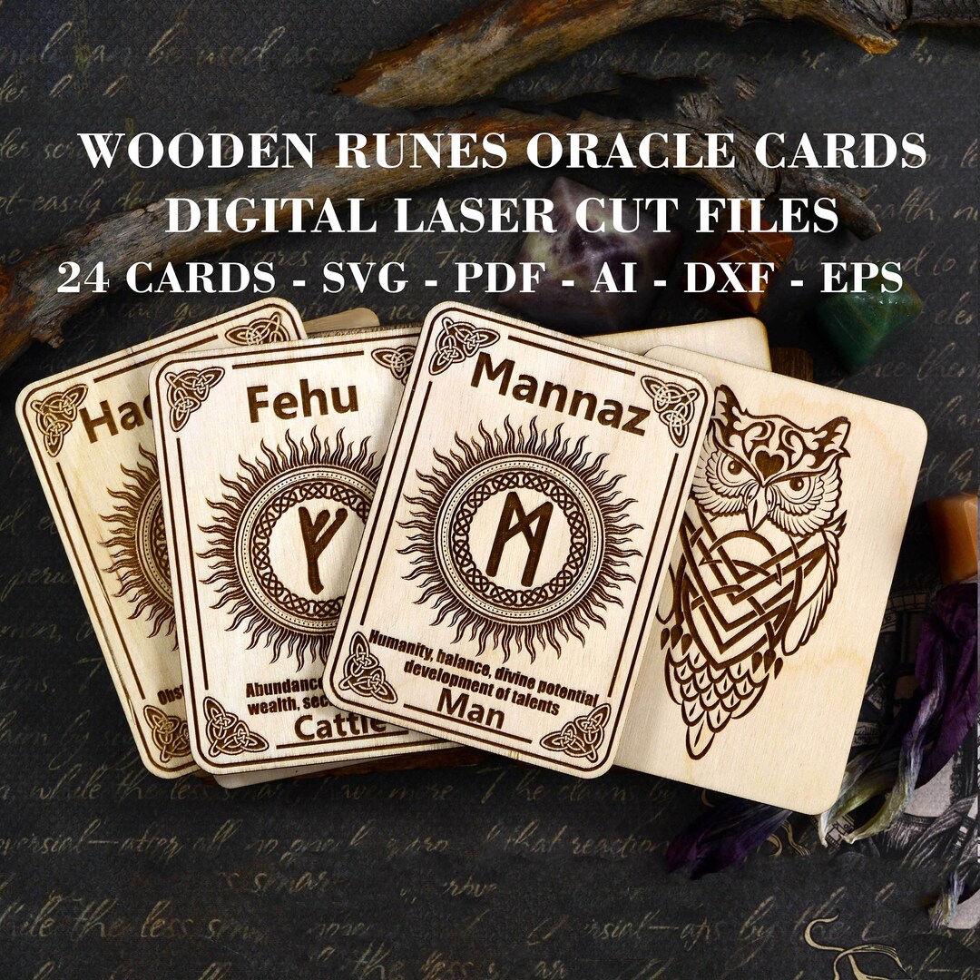 Wooden Runes Oracle Cards SVG Set of 24 Pcs Elder Futhark Runes SVG ...