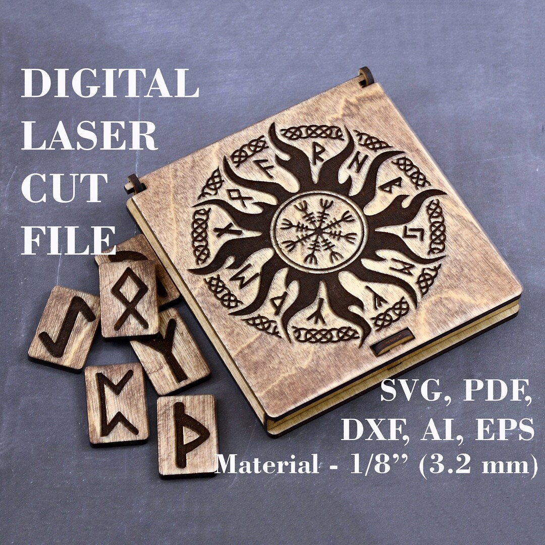 Wooden Runes Set in Gift Box SVG Viking Runes Svg Digital Laser Cut ...