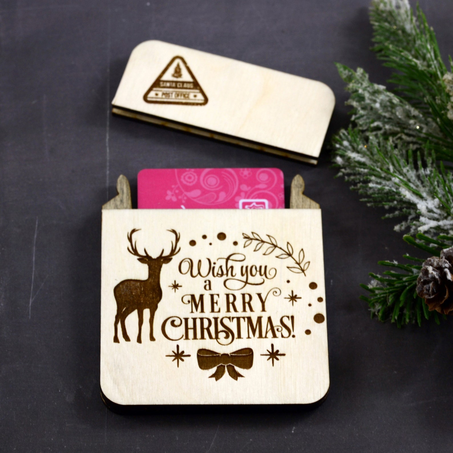 Christmas Gift Card Holder SVG Box for Gift Card SVG Glowforge - Etsy