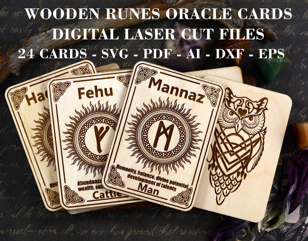 Wooden Runes Oracle Cards SVG Set of 24 Pcs Elder Futhark - Etsy
