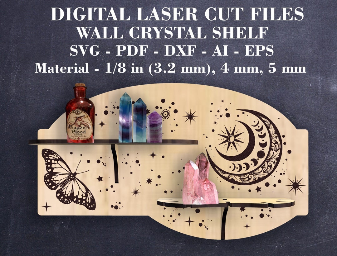 Moon Crystal Shelf Display Laser Cut File Moth Pendulum Shelf - Etsy