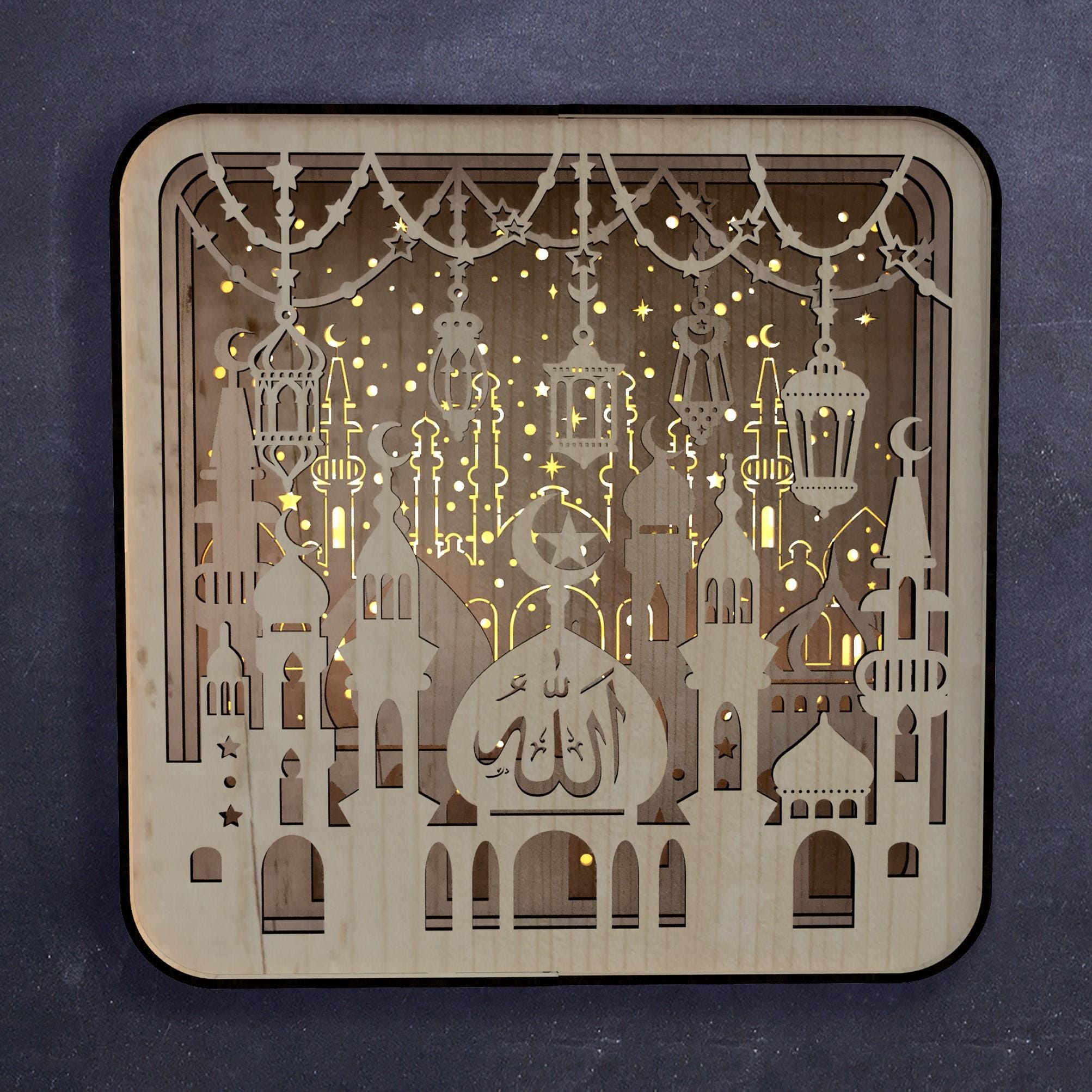 Islamic Lightbox SVG - Layered Ramadan Shadow Box - Eid Mubarak Lantern ...