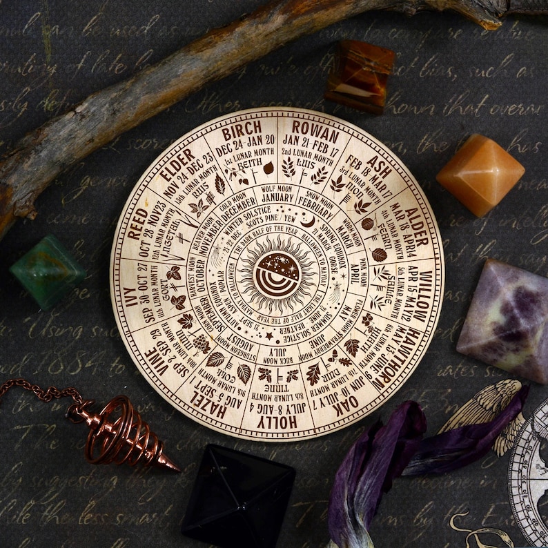 Set of 5 Pcs Wheel of the Year SVG Bungle Pagan Calendar SVG Ogham ...