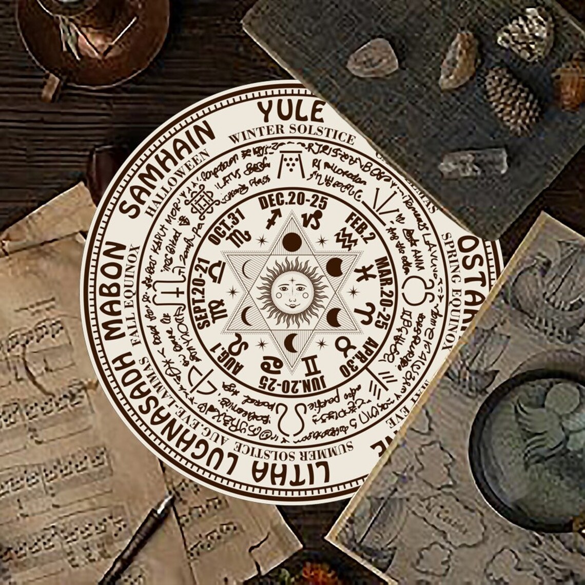 Pagan Wheel of the Year SVG Wiccan Calendar File Altar Tile Witchcraft ...