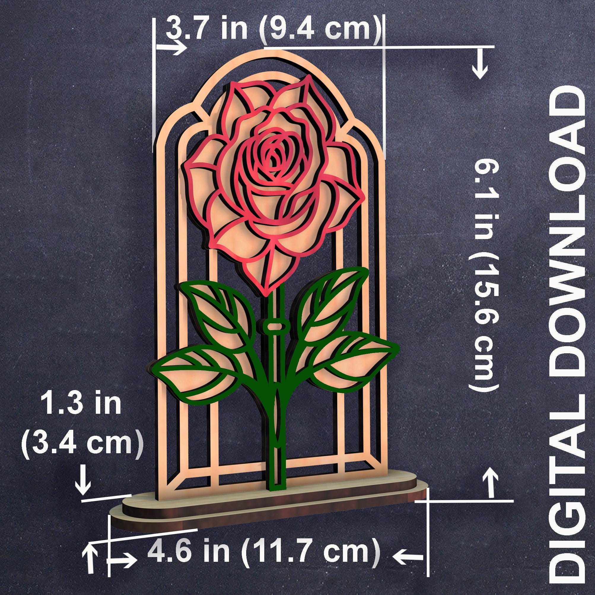 Standing Rose SVG | Laser Cut Files for Decorative Flower With Stand ...