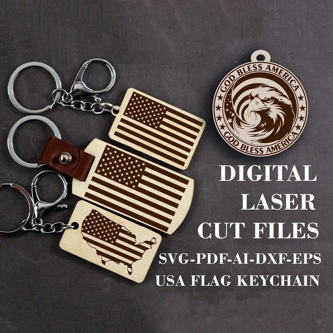 USA Flag Keychain SVG American Flag Key Chain Svg Digital Laser Cut ...
