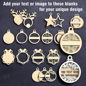 Blank Christmas Ornaments SVG Set of 9 Ornament Bundle Template Multi ...
