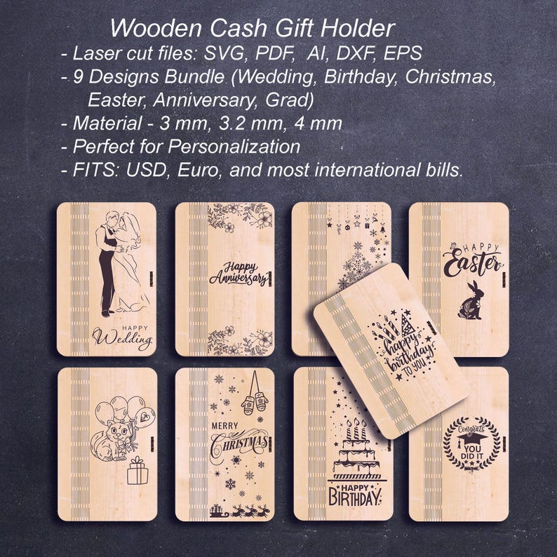 Money Holder SVG Bundle · 9 Laser Cut Cash Gift Box Designs · Digital ...