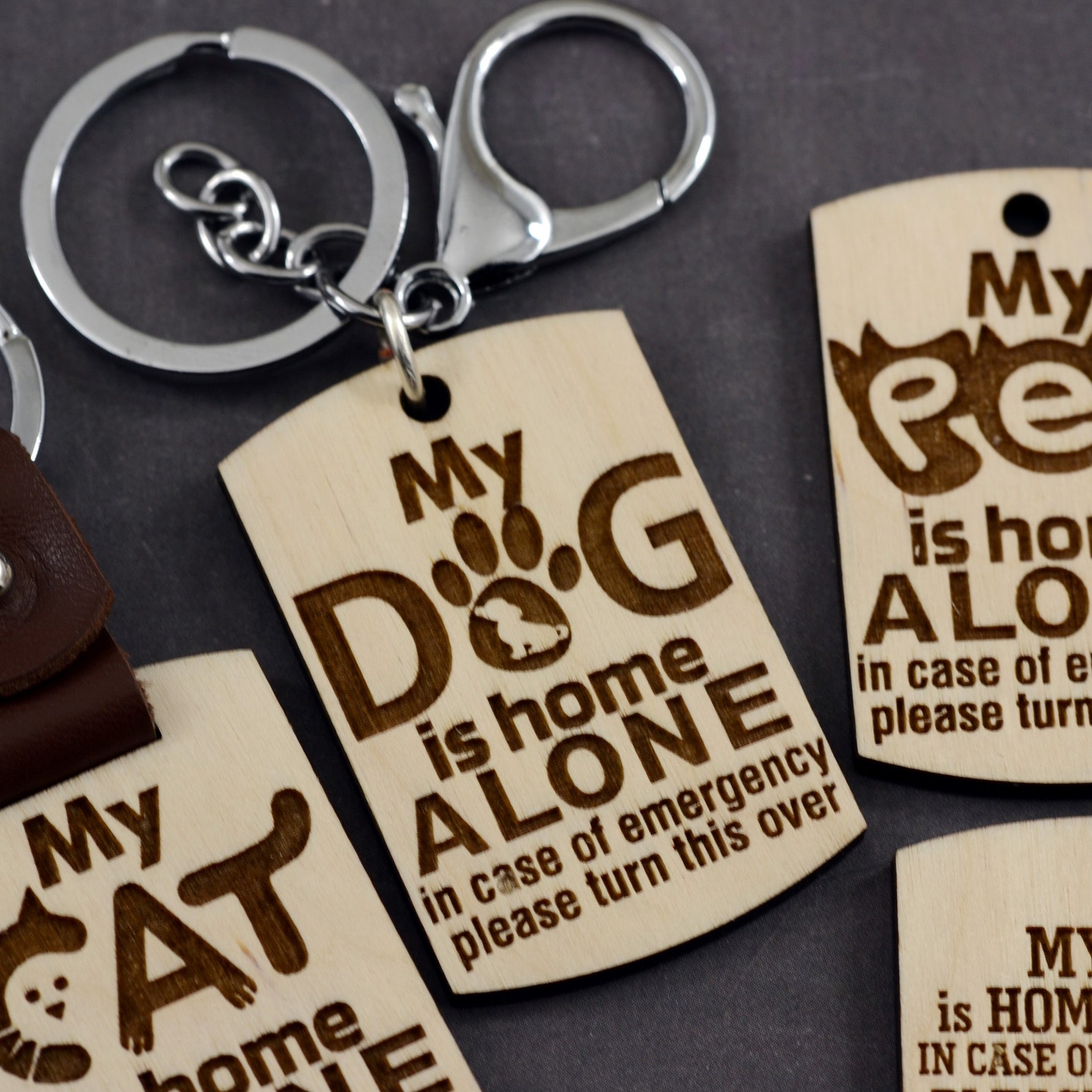 My Pet is Home Alone Keychain SVG Custom Pet Alert Keychain Svg Digital ...