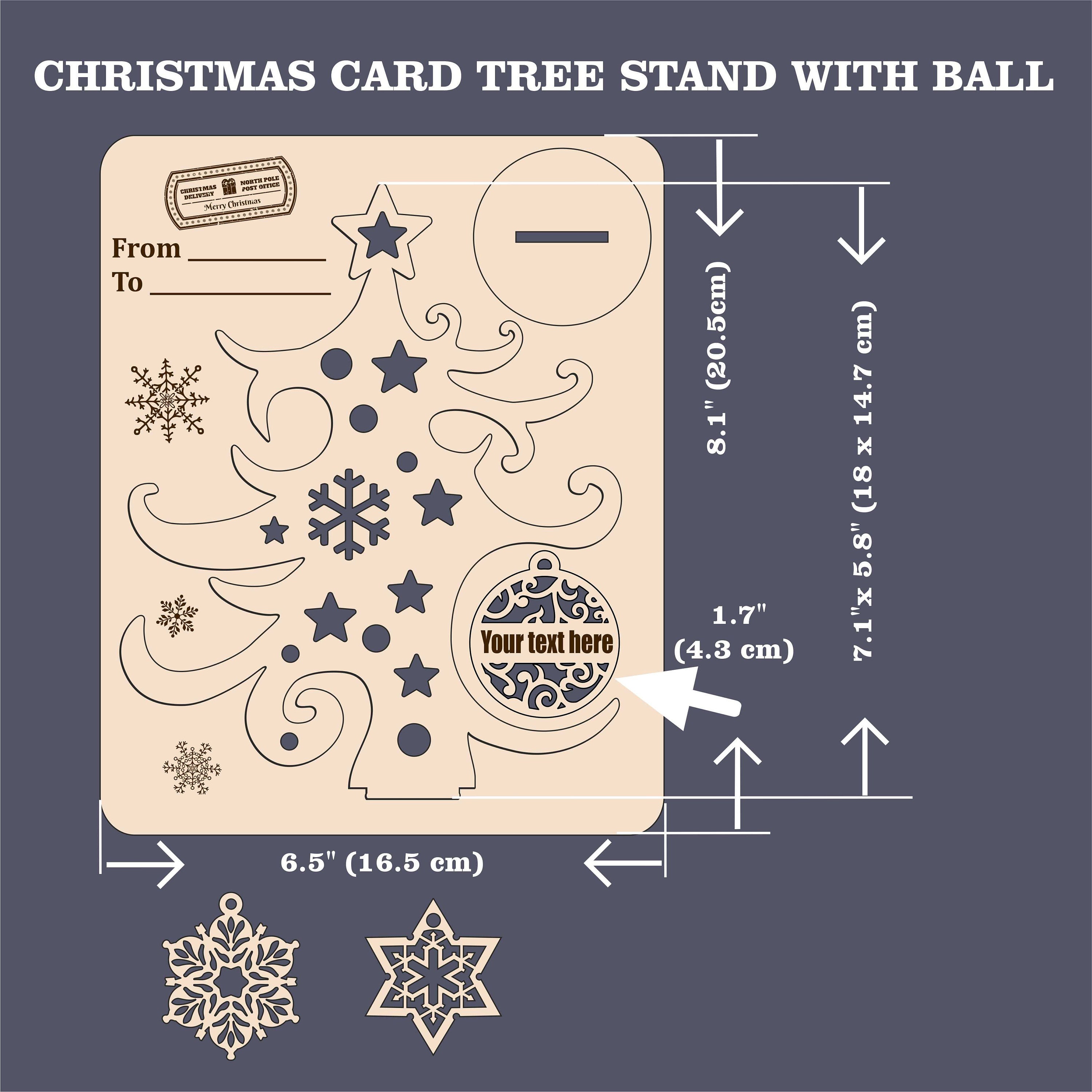 Wooden Christmas Card SVG Christmas Tree With Customizable Ornament SVG ...