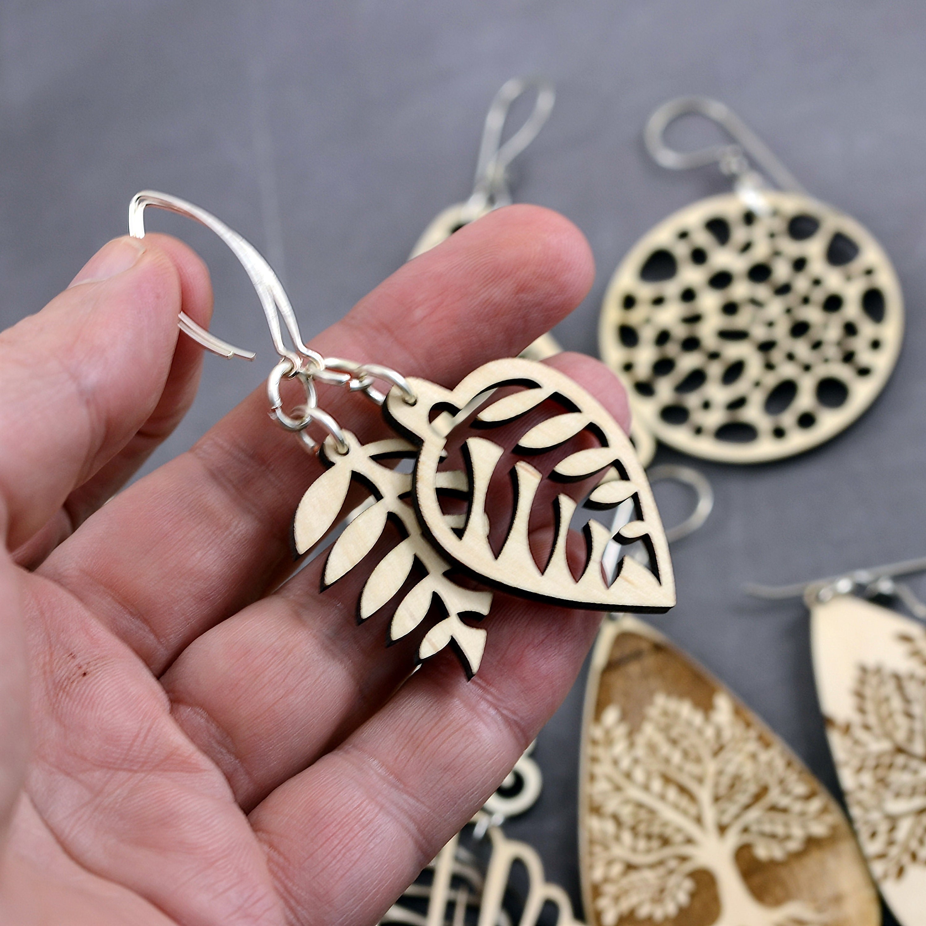 Wood Earrings SVG Set of 12 Earrings Template Boho Earrings - Etsy