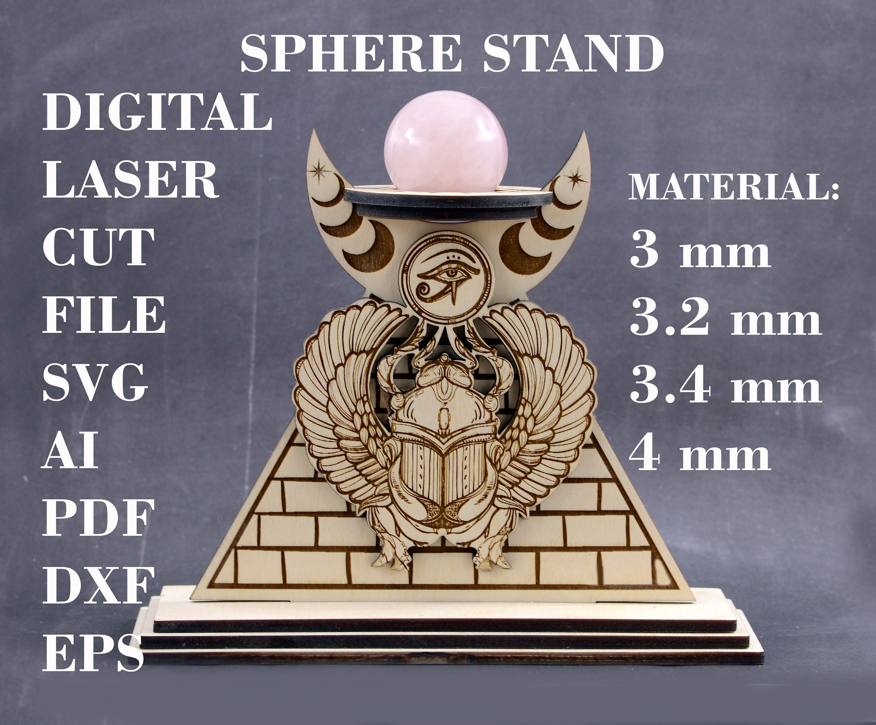 Egyptian Scarab Sphere Stand Svg Eye of Horus Sphere Holder - Etsy