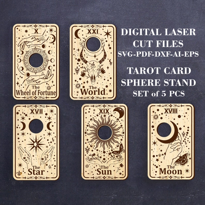 Tarot Sphere Stand Set of 5 Pcs SVG Crystal Ball Stand Svg Metaphysical ...