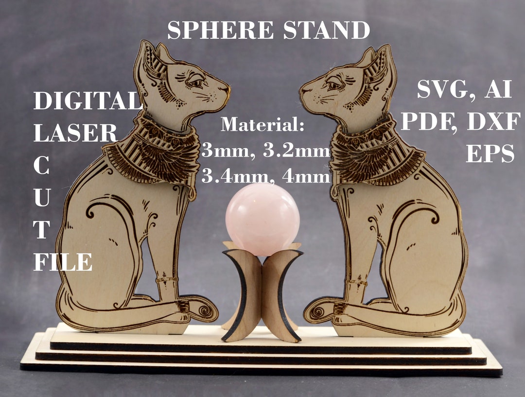 Egyptian Cats Sphere Stand Svg Sphere Holder Svg Bastet Statue - Etsy
