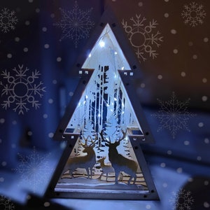 Christmas Tree Light Box Laser Cut File Christmas Forest Shadow Box Svg ...