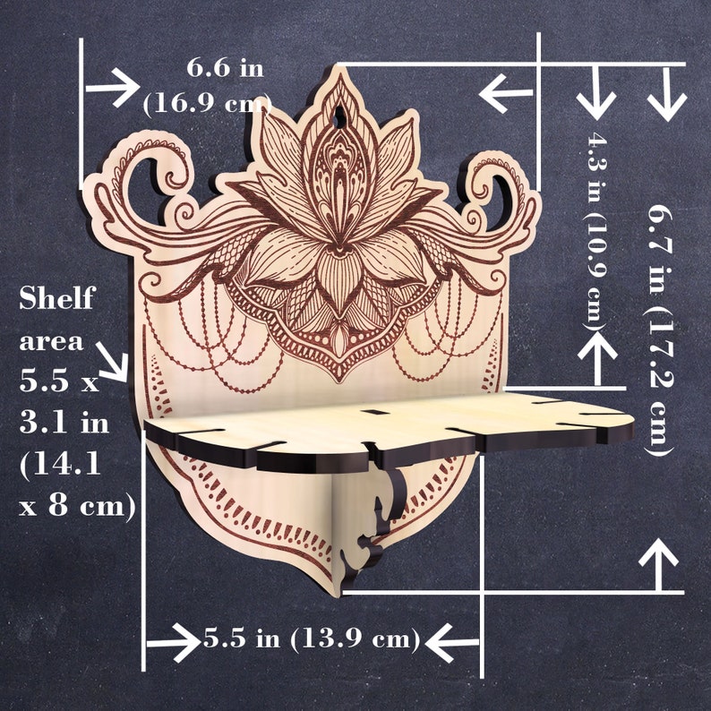 Lotus Pendulum Shelf SVG Mandala Wall Crystal Shelf Laser File - Etsy