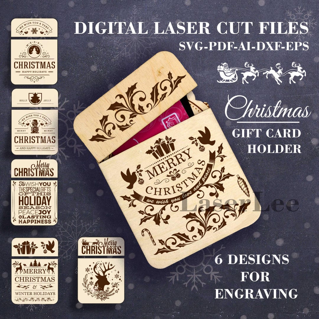 Set of 6 Pcs Christmas Gift Card Holder SVG Box for Gift Card SVG ...