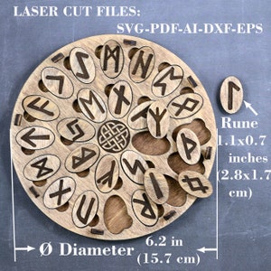 Vegvisir Runes Set in Round Box SVG Wooden Runes SVG Elder Futhark ...