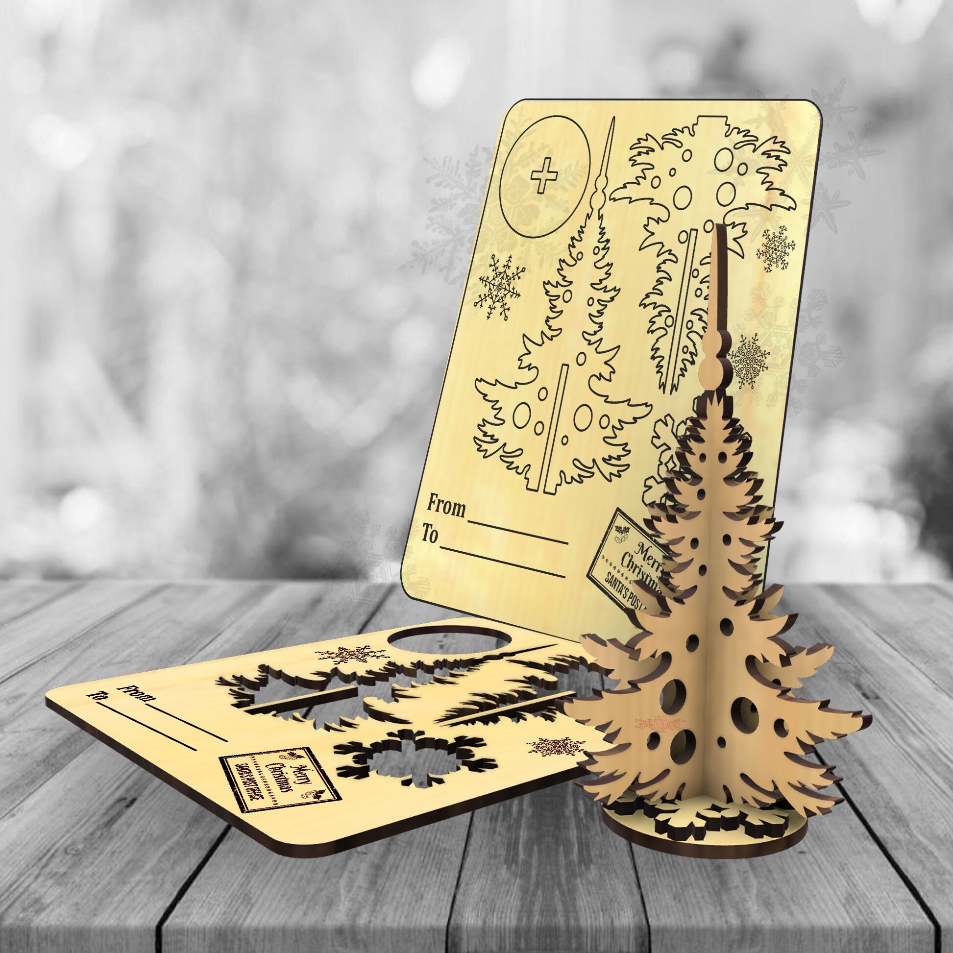 Christmas Tree Card SVG Standing Christmas Tree Set of 3 Pcs - Etsy