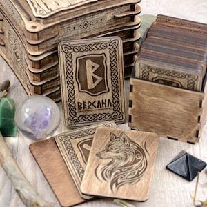 Wooden Runes Oracle Cards SVG Runes Set of 24 Pcs With Box Digital ...