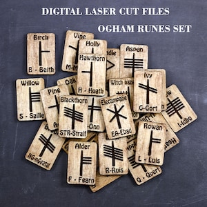 Ogham Runes SVG Ogham Stave Set With Box SVG Ancient Irish Alphabet Svg ...