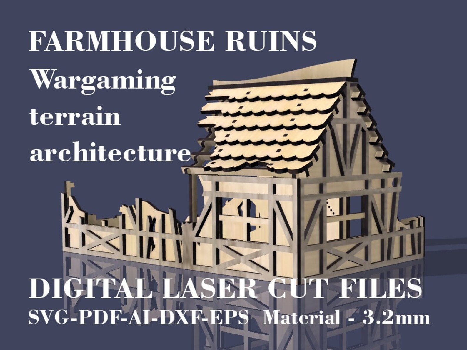 Farmhouse Ruins SVG Destroyed House SVG City Terrain Wargaming - Etsy UK