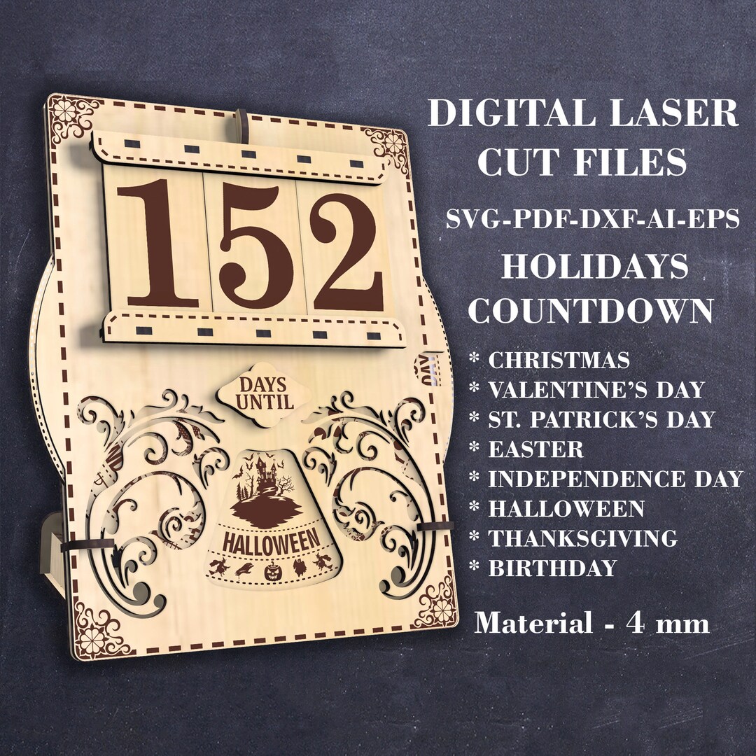 Holiday Countdown Calendar Laser-cut Files Days Until Holiday - Etsy
