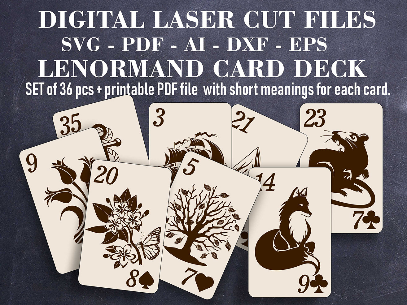 Lenormand Cards Deck SVG Set of 36 Pcs SVG Divination Tool - Etsy