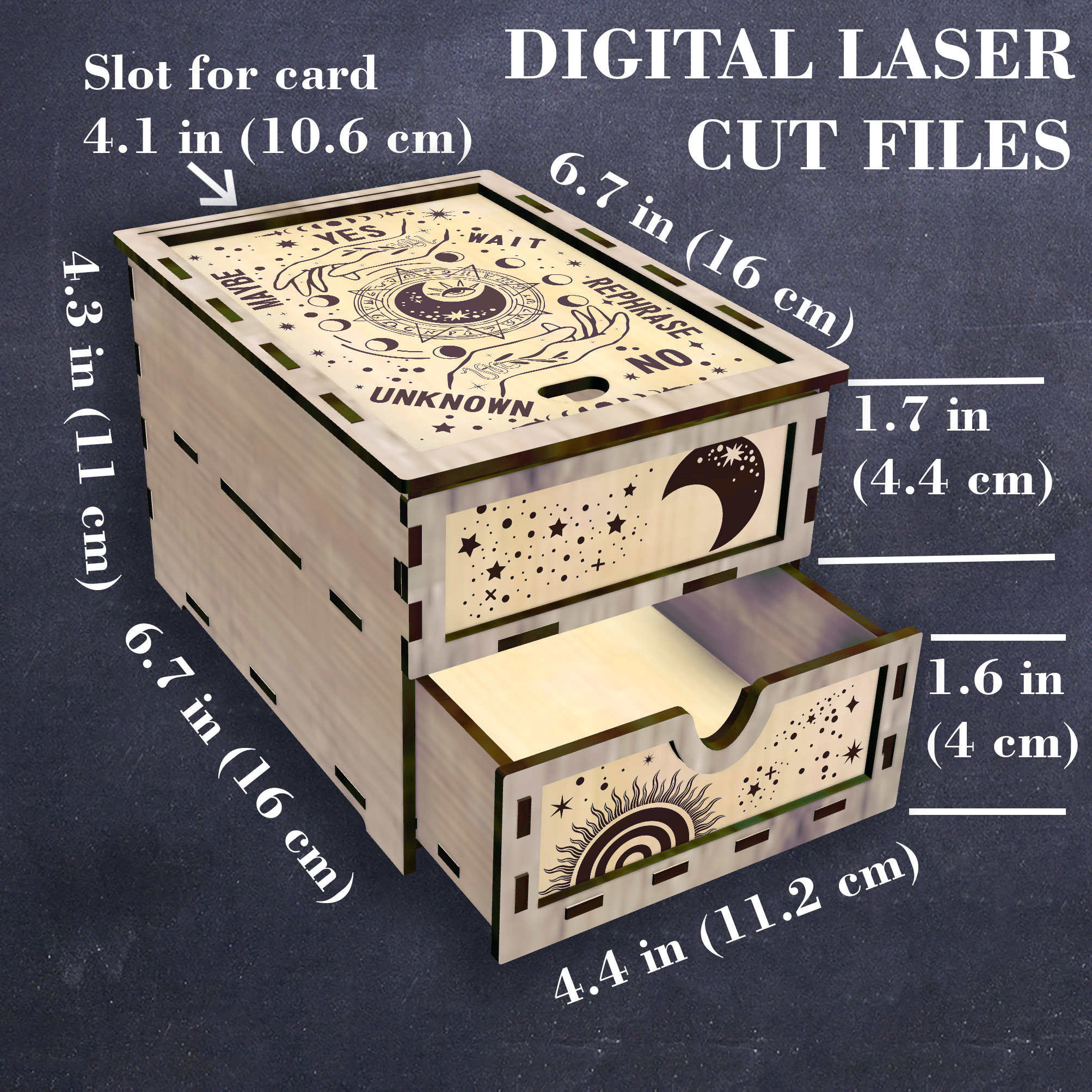 Double Oracle Box With Card Display SVG Crystal Storage Box - Etsy UK