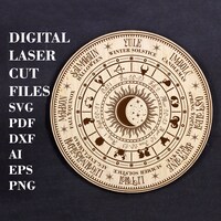 Set of 5 Pcs Wheel of the Year SVG Bungle Pagan Calendar SVG Ogham ...