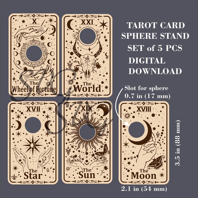 Tarot Sphere Stand Set of 5 Pcs SVG Crystal Ball Stand Svg Metaphysical ...