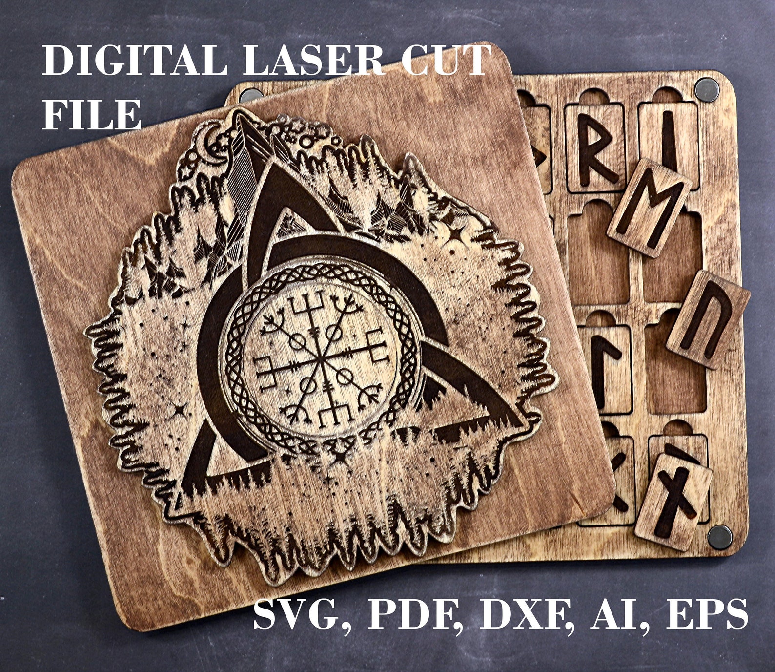 Viking Rune Set SVG Elder Futhark Runes Set in Wooden Box - Etsy
