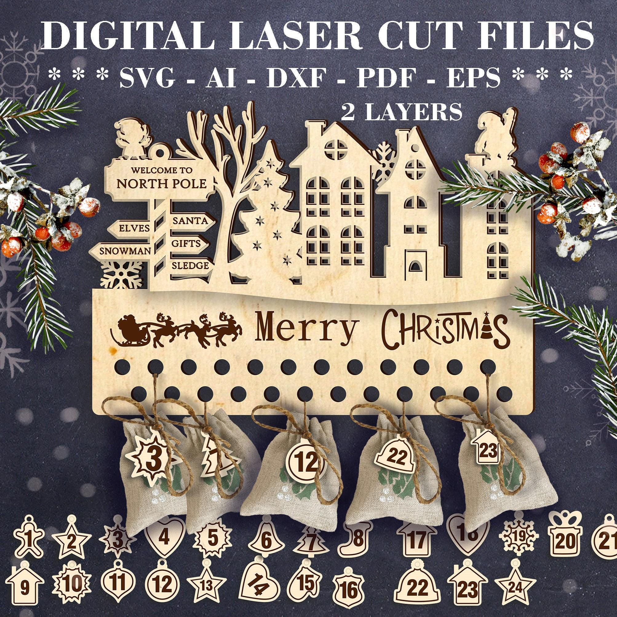 Customizable Wall Advent Calendar SVG Days Until Christmas SVG ...