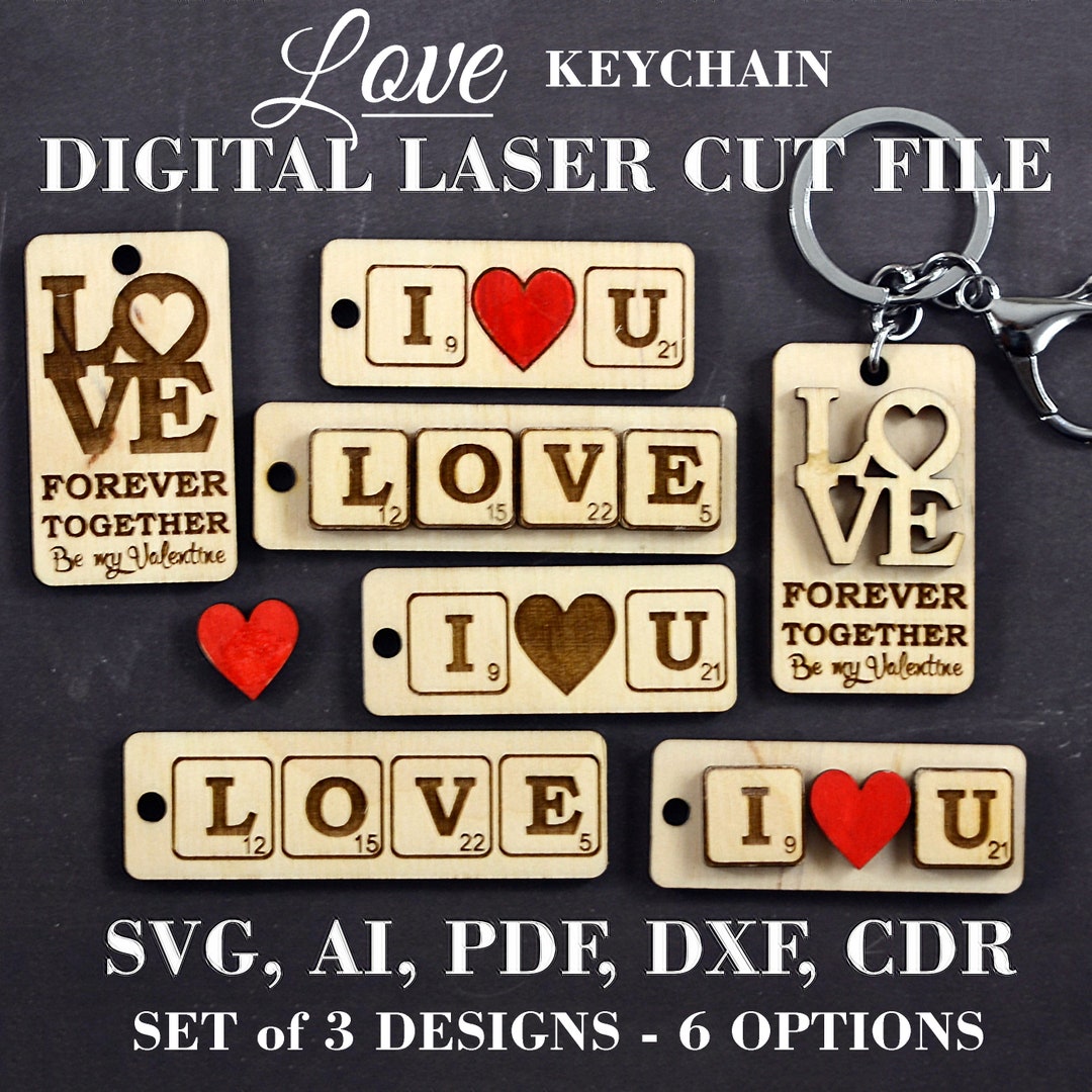 Love Keychain SVG Valentines Day Keychain Laser Cut File Glowforge File ...