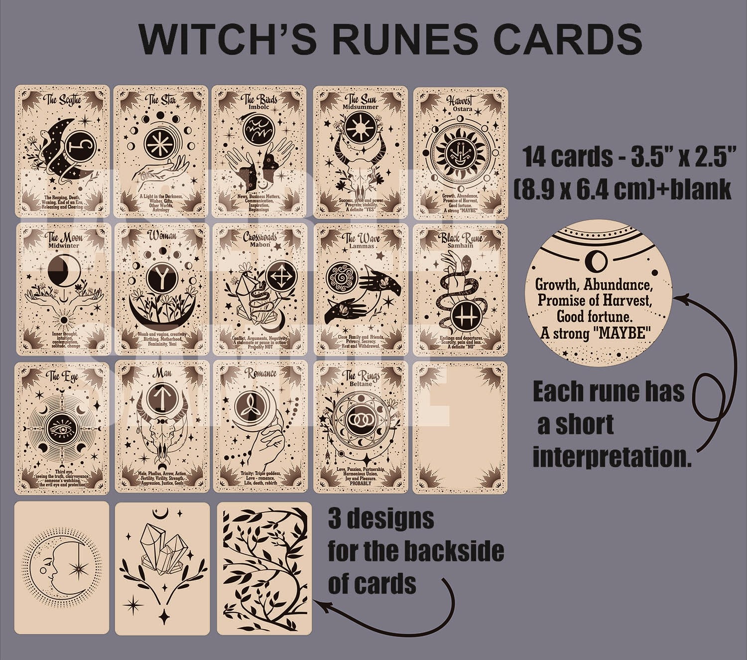 Witch's Runes Cards Set of 15 Pcs With Box SVG Witchcraft - Etsy