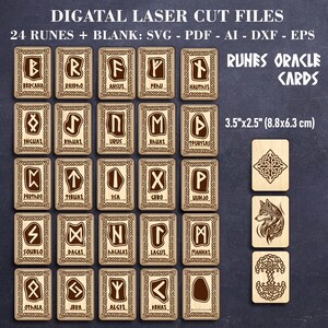Wooden Runes Oracle Cards SVG Runes Set of 24 Pcs With Box Digital ...