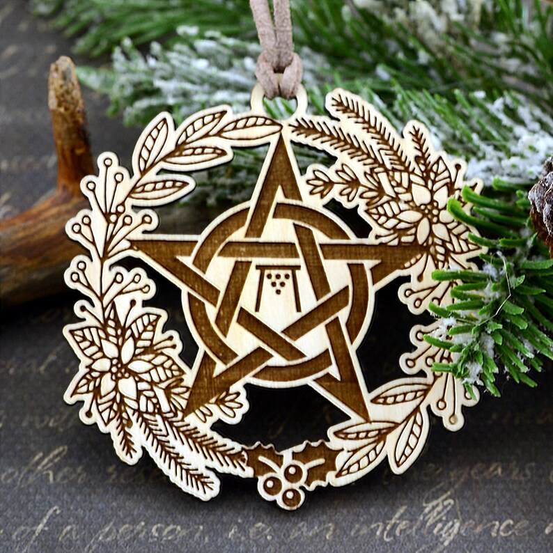 Blessed Yule Ornament SVG Set of 2 Pagan Pentagram Ornament - Etsy