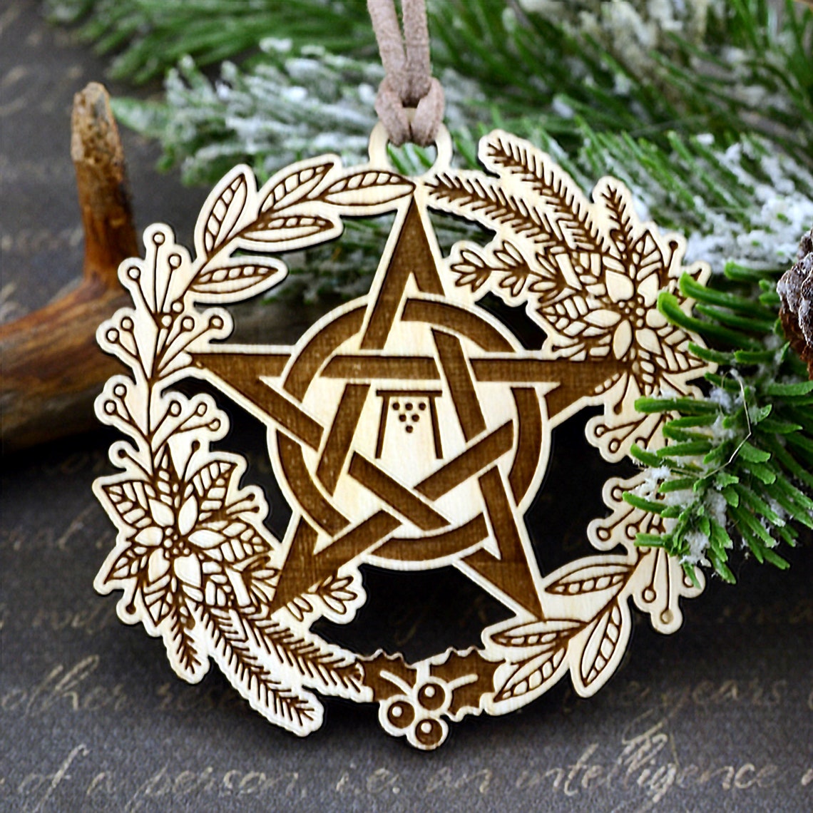 Wooden Yule Tree Ornament SVG Set of 7 Pcs With Box Svg Winter Solstice ...