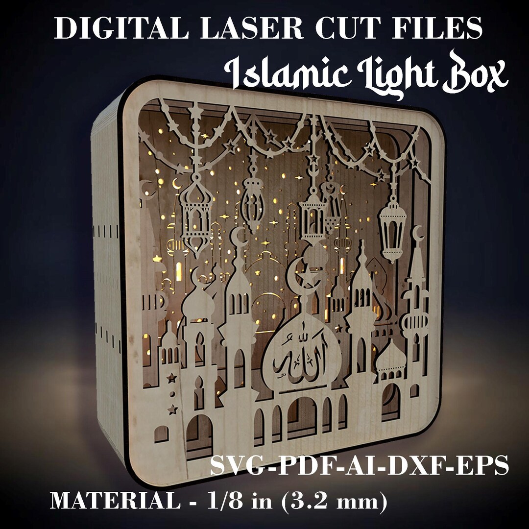 Islamic Lightbox SVG - Layered Ramadan Shadow Box - Eid Mubarak Lantern ...