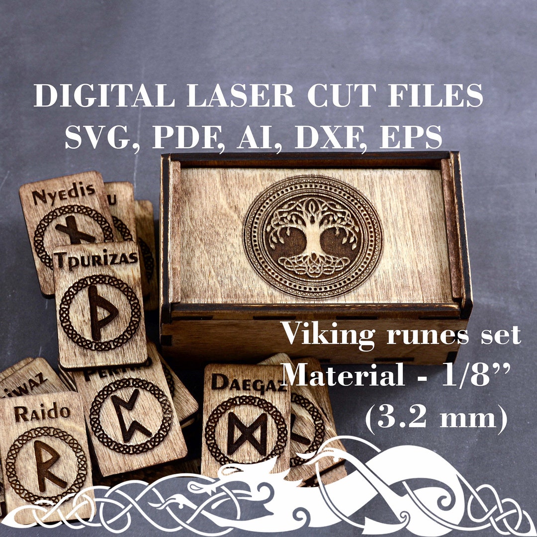 Nordic Runes Set in Small Box SVG Viking Runes Svg Digital Laser Cut ...