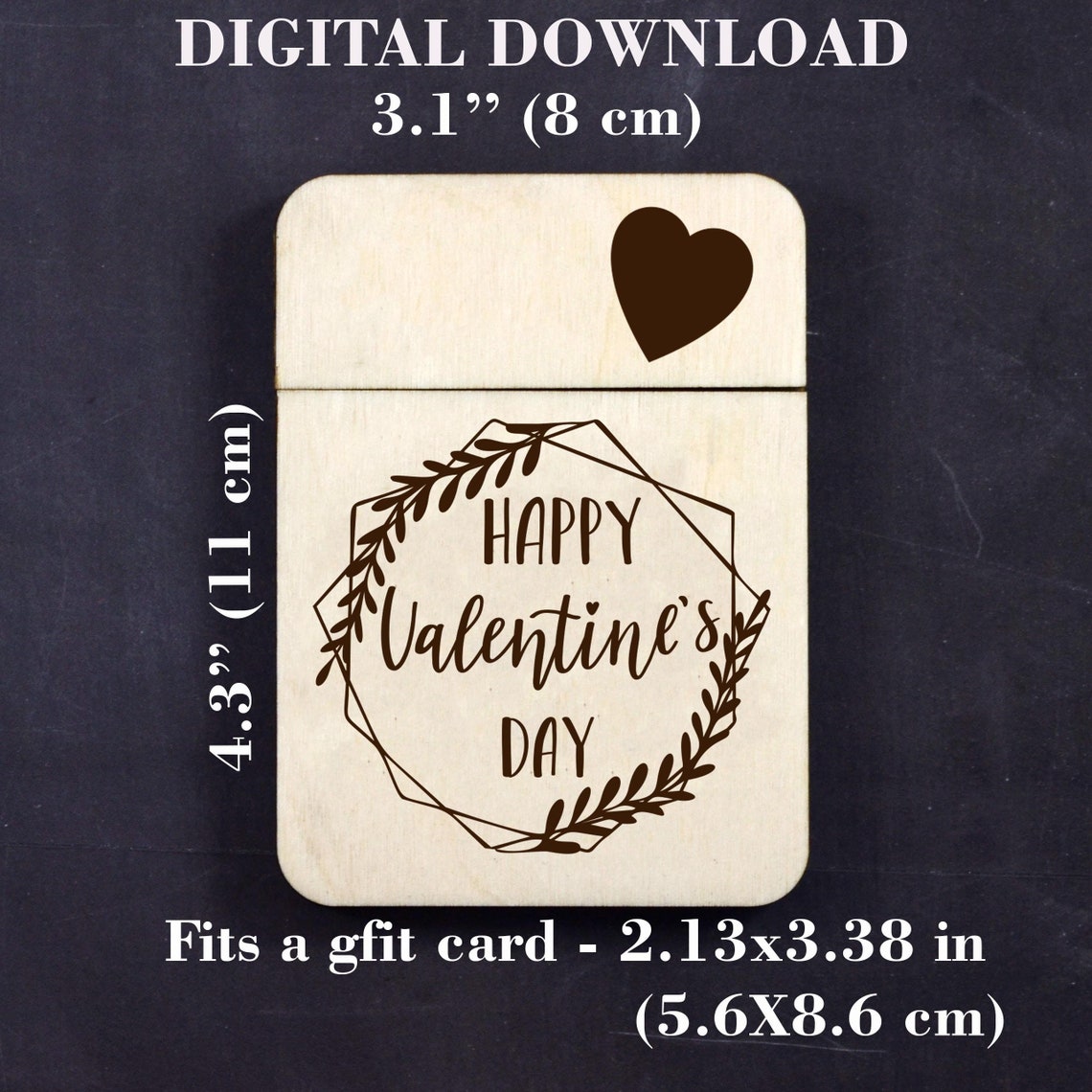 Valentine Gift Card Holder SVG Box for Gift Card SVG Glowforge - Etsy