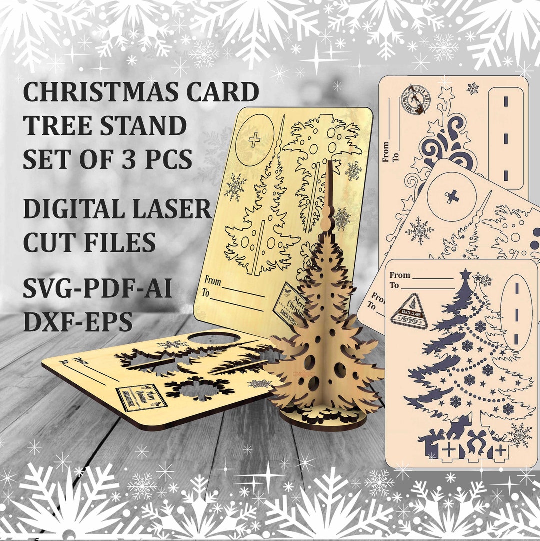 Christmas Tree Card SVG Standing Christmas Tree Set of 3 Pcs SVG ...