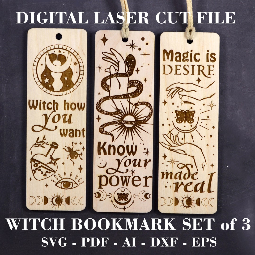Witch Bookmarks Svg Set of 3 Pcs Spell Bookmarks Svg Wood Bookmark ...