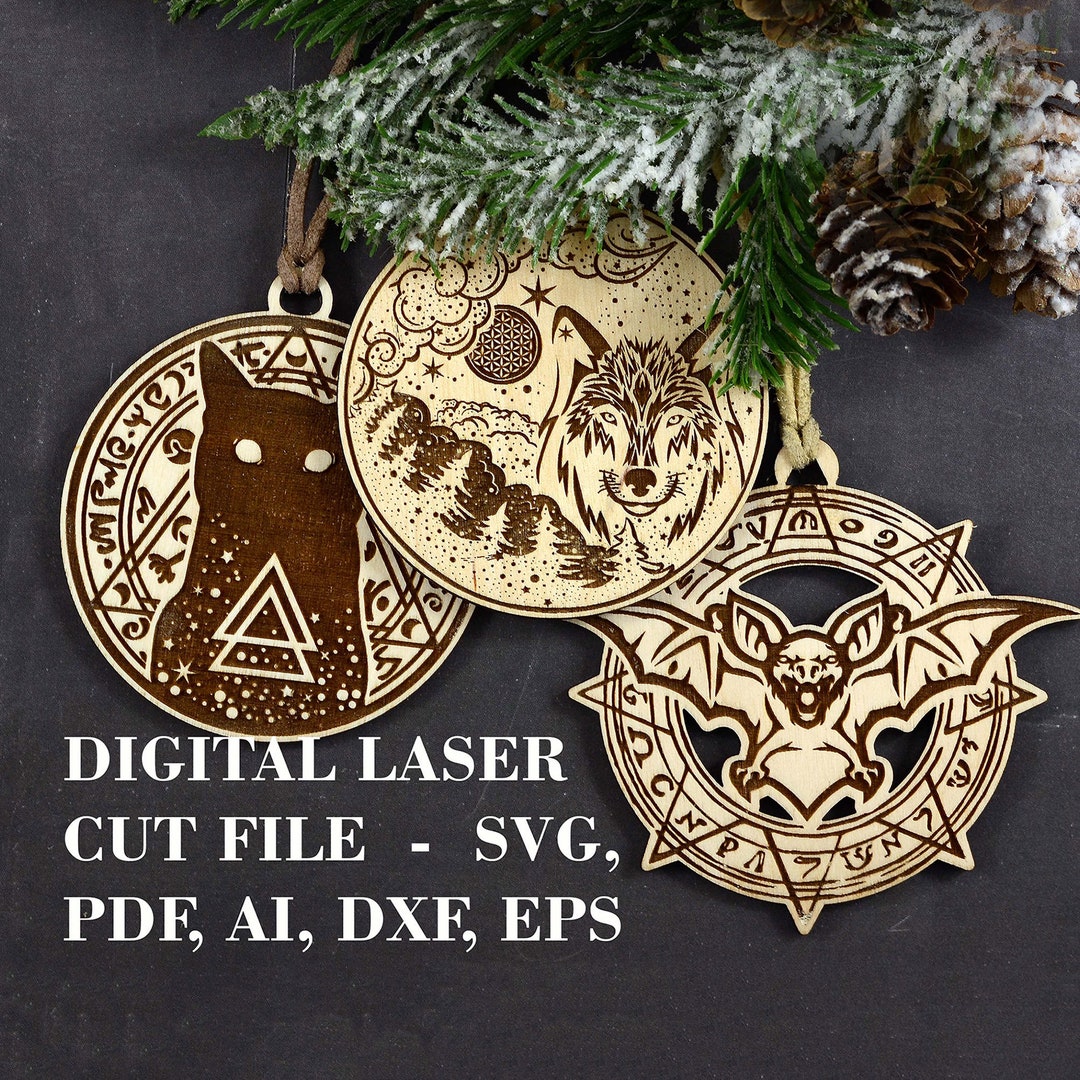 Occult Ornaments Svg Set of 3 Witch Christmas Ornaments Svg Yule Tree ...