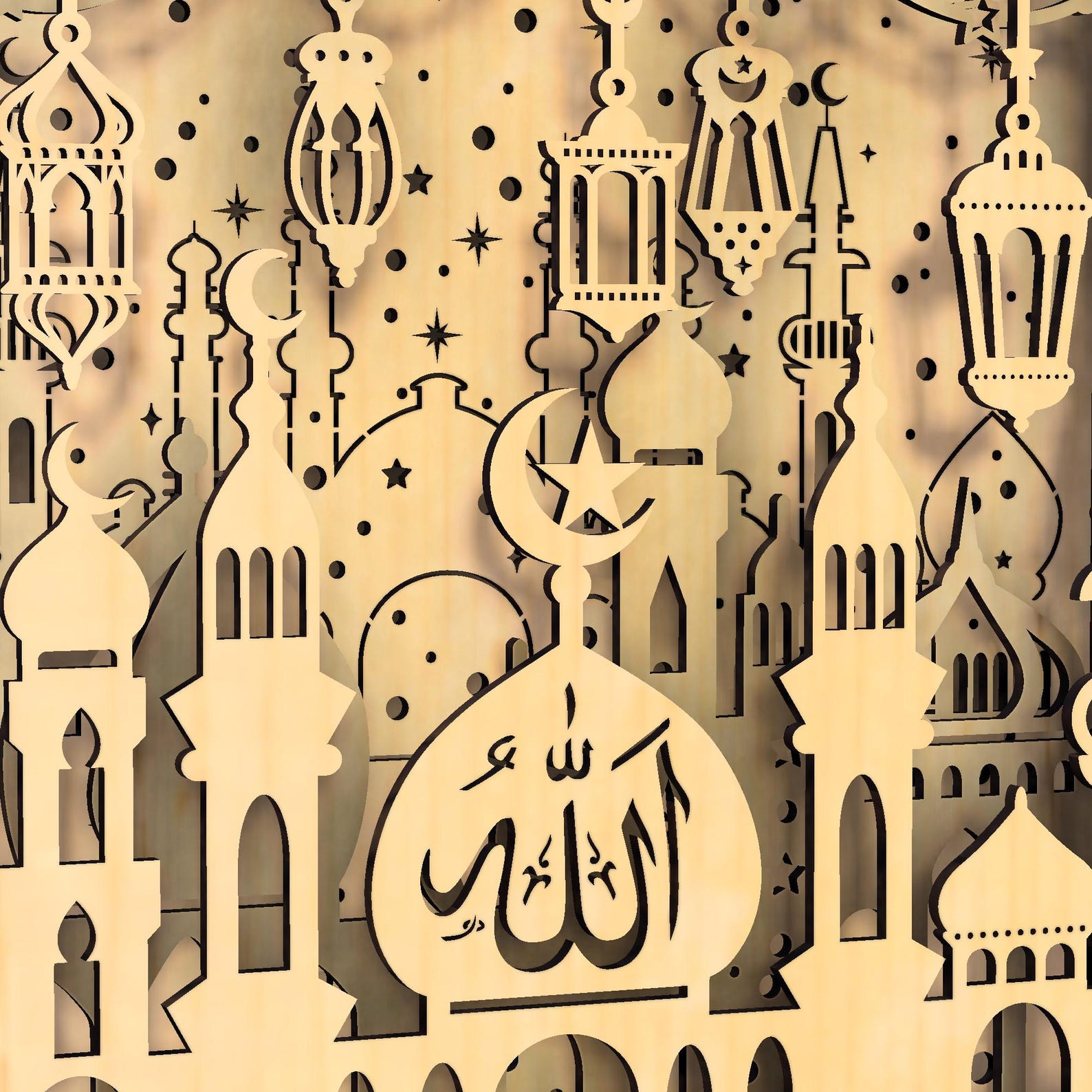 Islamic Lightbox SVG - Layered Ramadan Shadow Box - Eid Mubarak Lantern ...