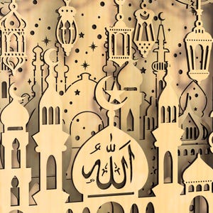 Islamic Lightbox SVG - Layered Ramadan Shadow Box - Eid Mubarak Lantern ...