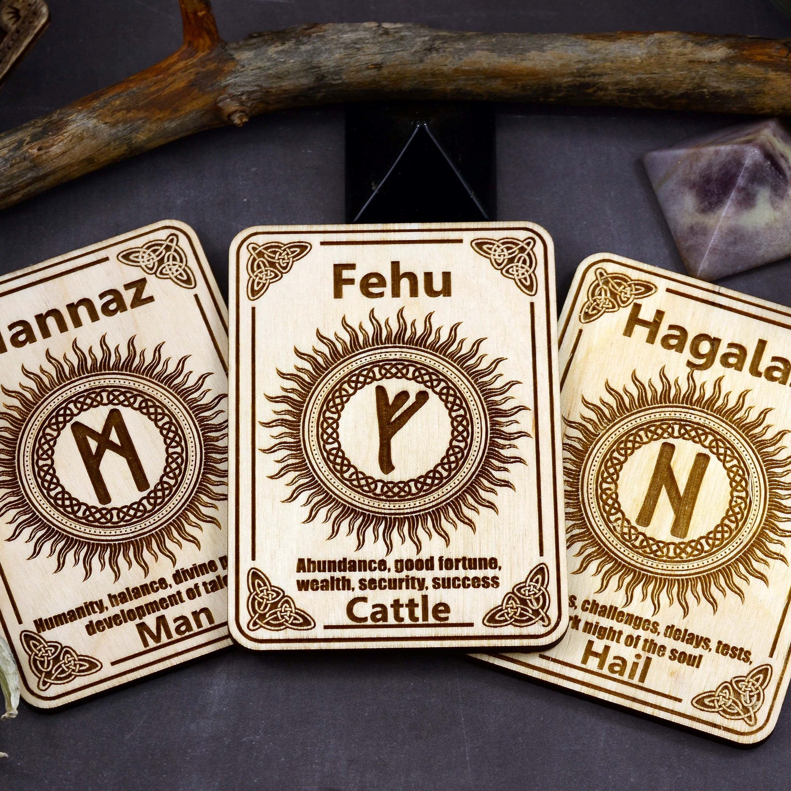 Wooden Runes Oracle Cards SVG Set of 24 Pcs Elder Futhark - Etsy