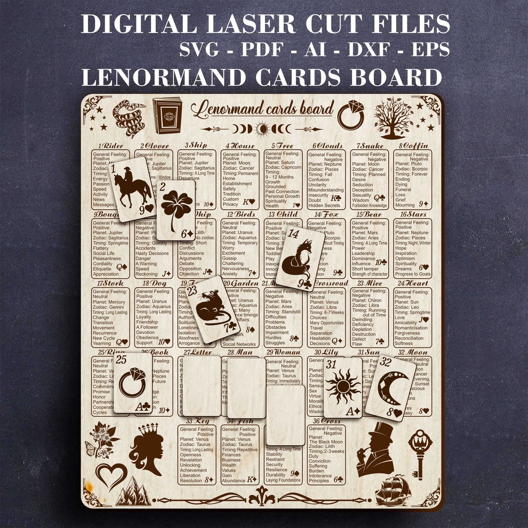 Lenormand Cards Board SVG Divination Tool Digital Laser Cut File ...